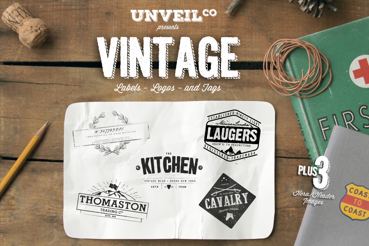 Vintage Labels, Logos & Tags, a Branding & Logo Template by UnVeil Co.
