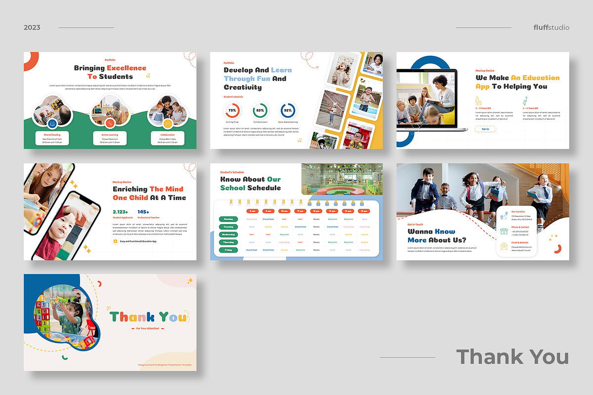 Kindergarten Google Slides Template | Creative Market