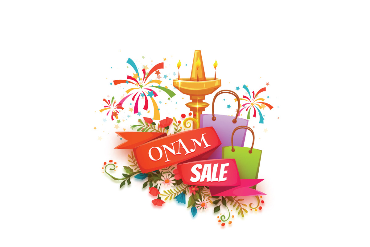 Onam sale banner with ribbon, an Illustration by Cattleya
