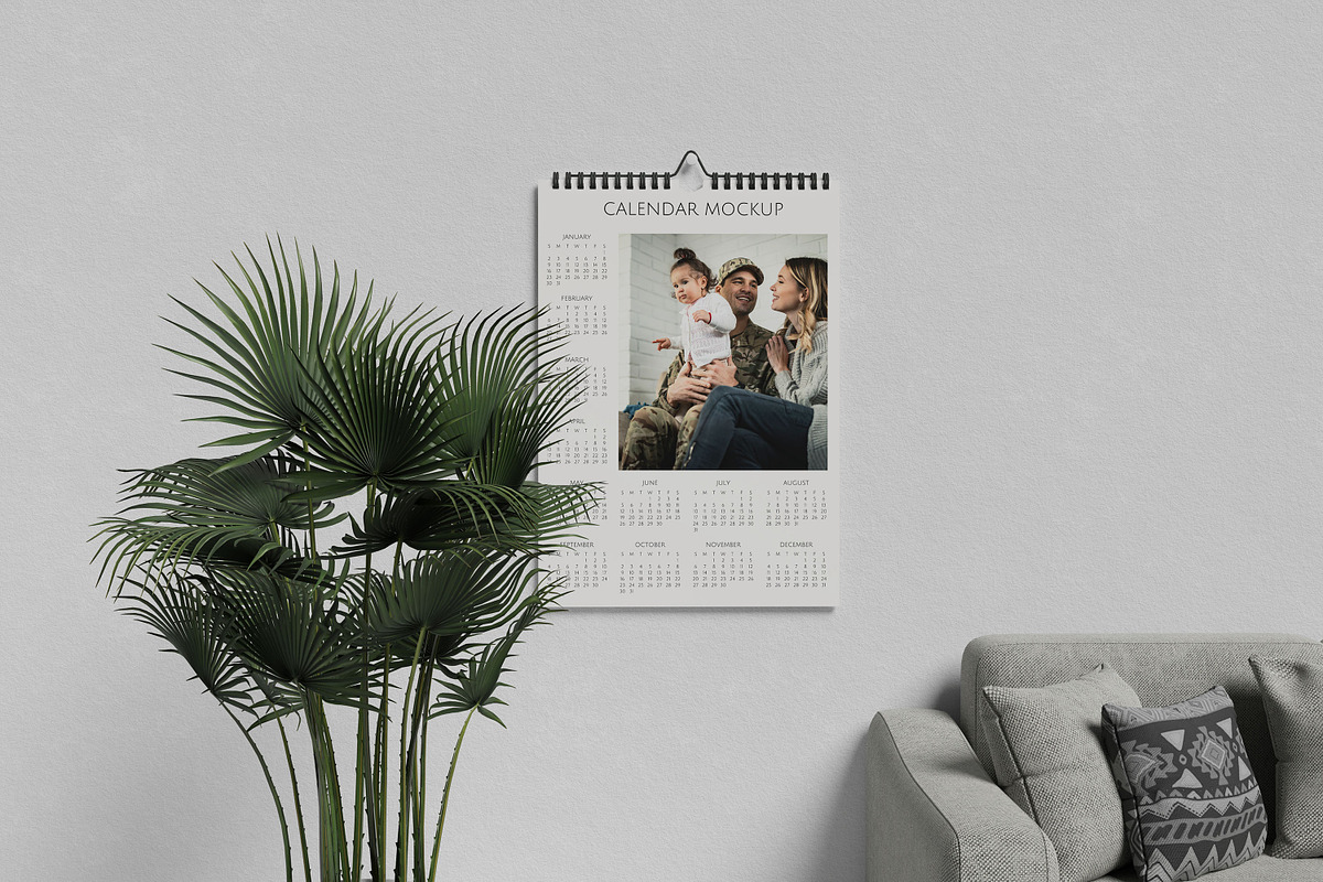 Minimalist Wall Calendar Mockup, a Print Template by Indah
