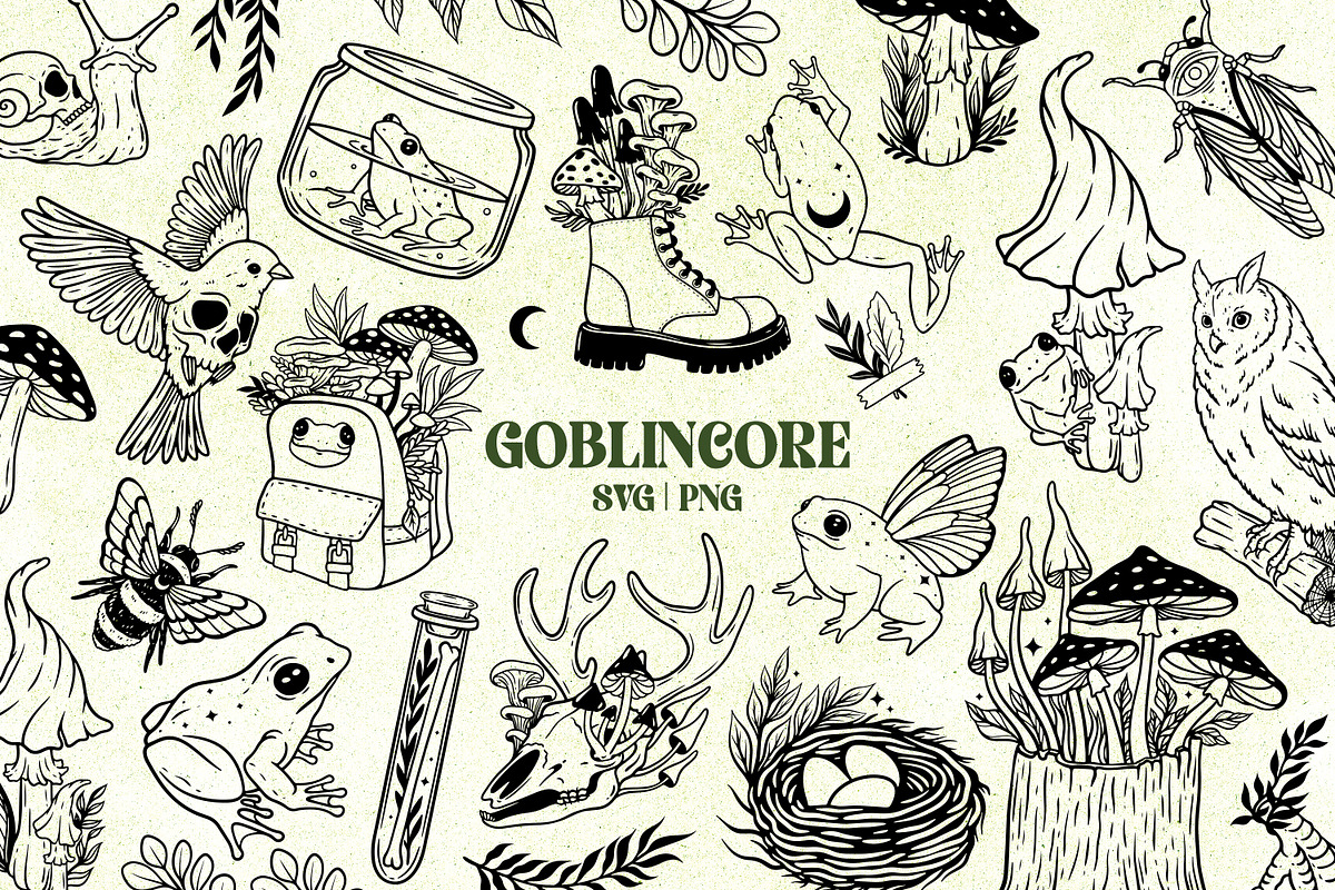 Goblincore SVG/PNG 40 designs Bundle, an Object Illustration by ...