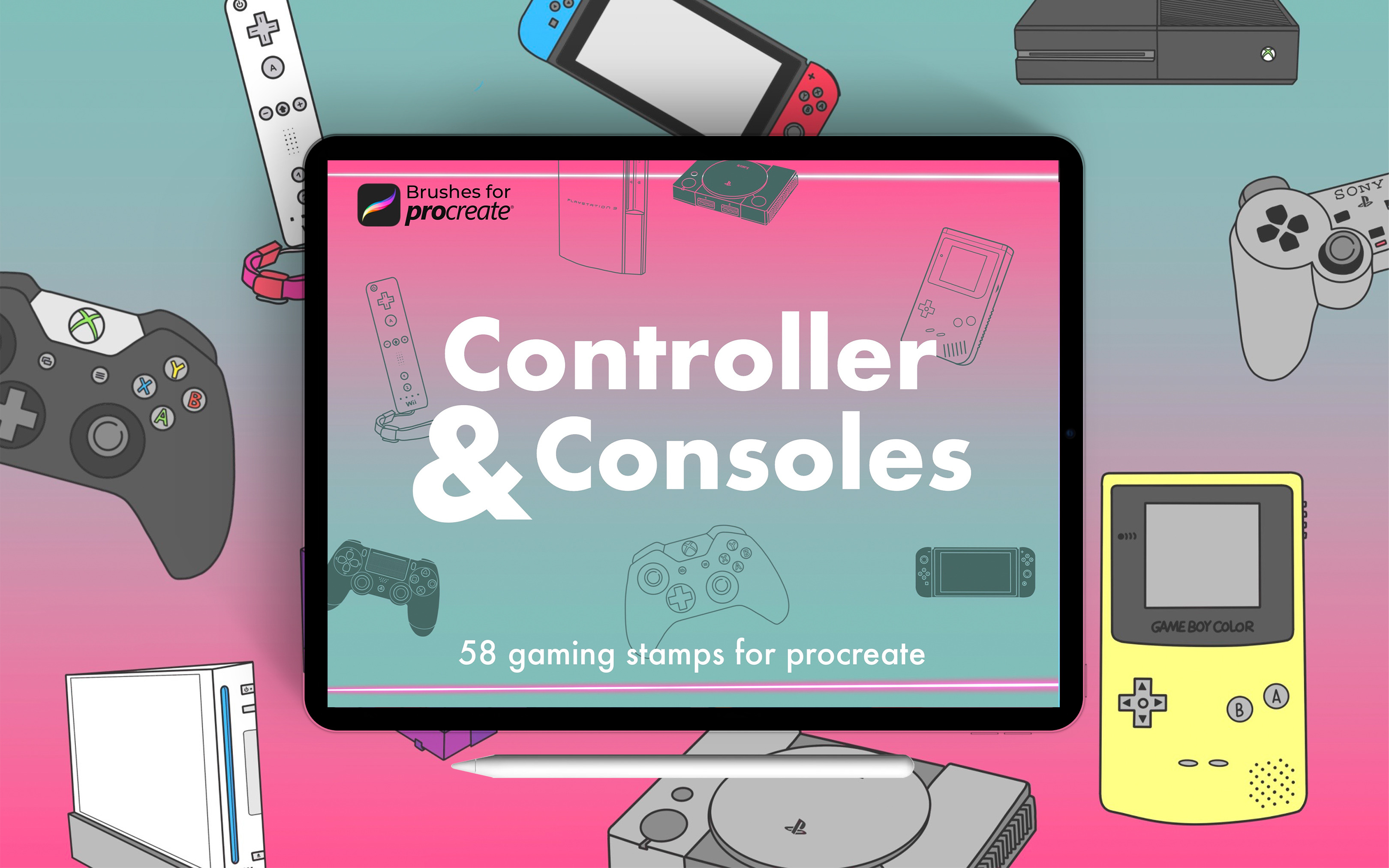 50+ Procreate controller & consoles, a Brush Add-On by laura.design