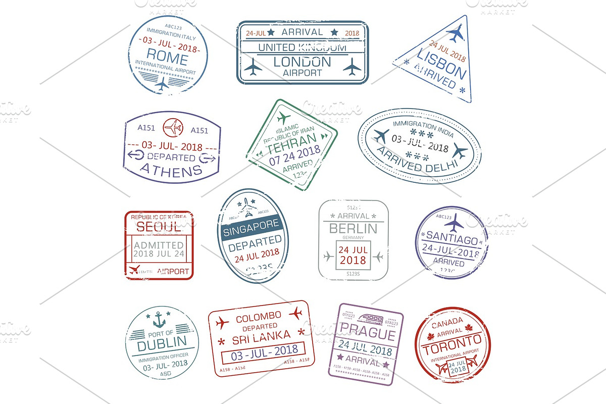 Vector Icons Of World Travel City Passport Stamps An Object Graphic By 4665