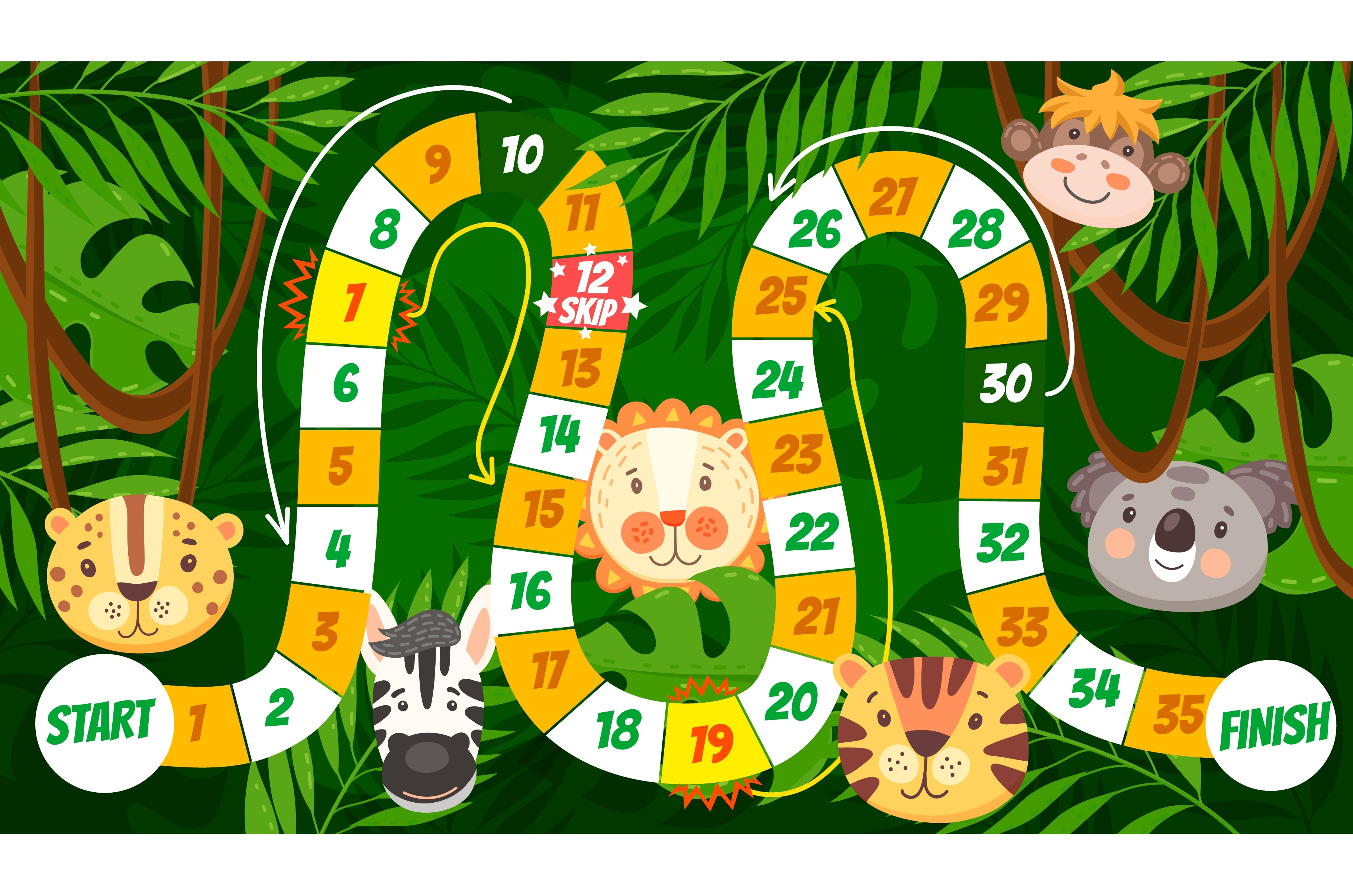 Cartoon tropical animals boardgame, an Animal Illustration by Buch&Bee