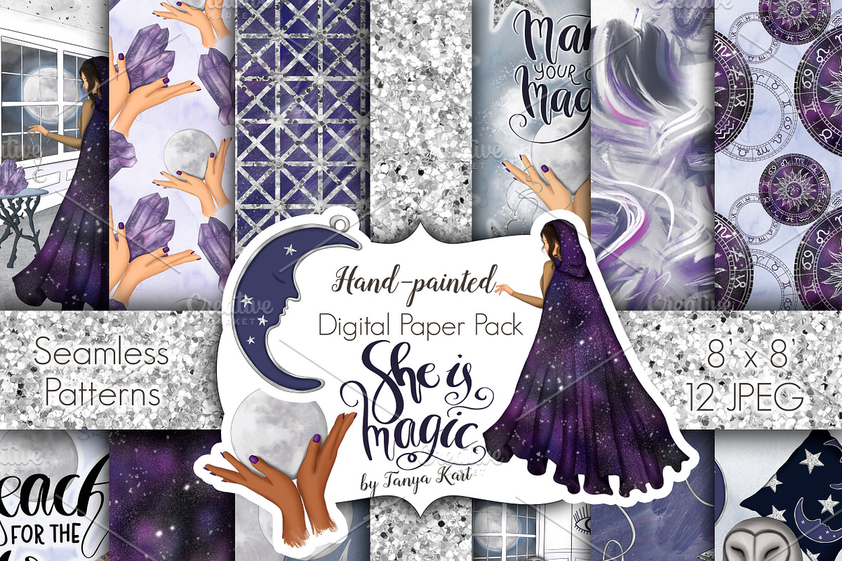 She Is Magic Clipart & Patterns, a Decorative Illustration by Tanya Kart