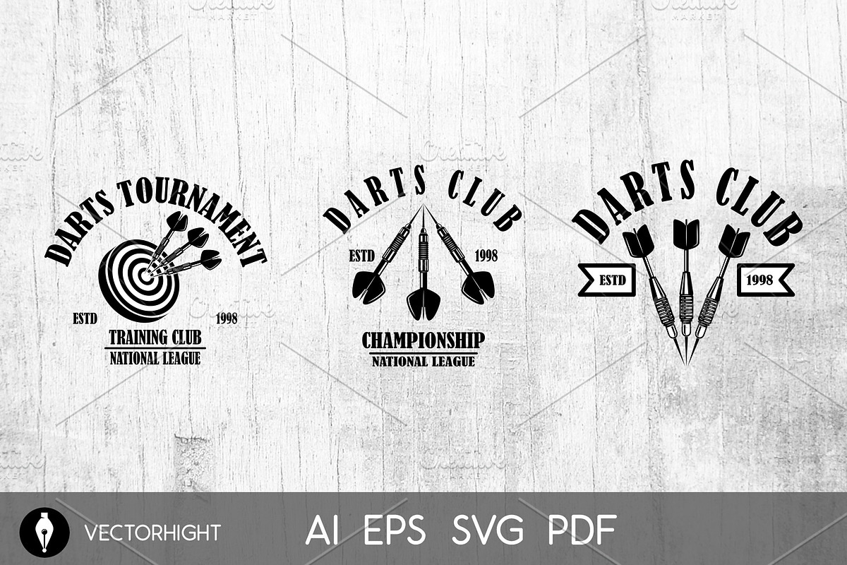 Set of darts club label templates., an Object Graphic by Vectorhight