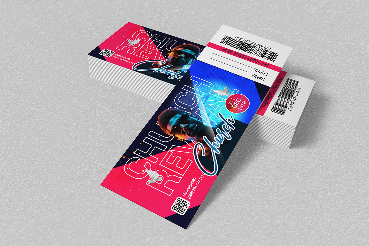 Church Concert Tickets Pass, a Card Template by Psd Templates