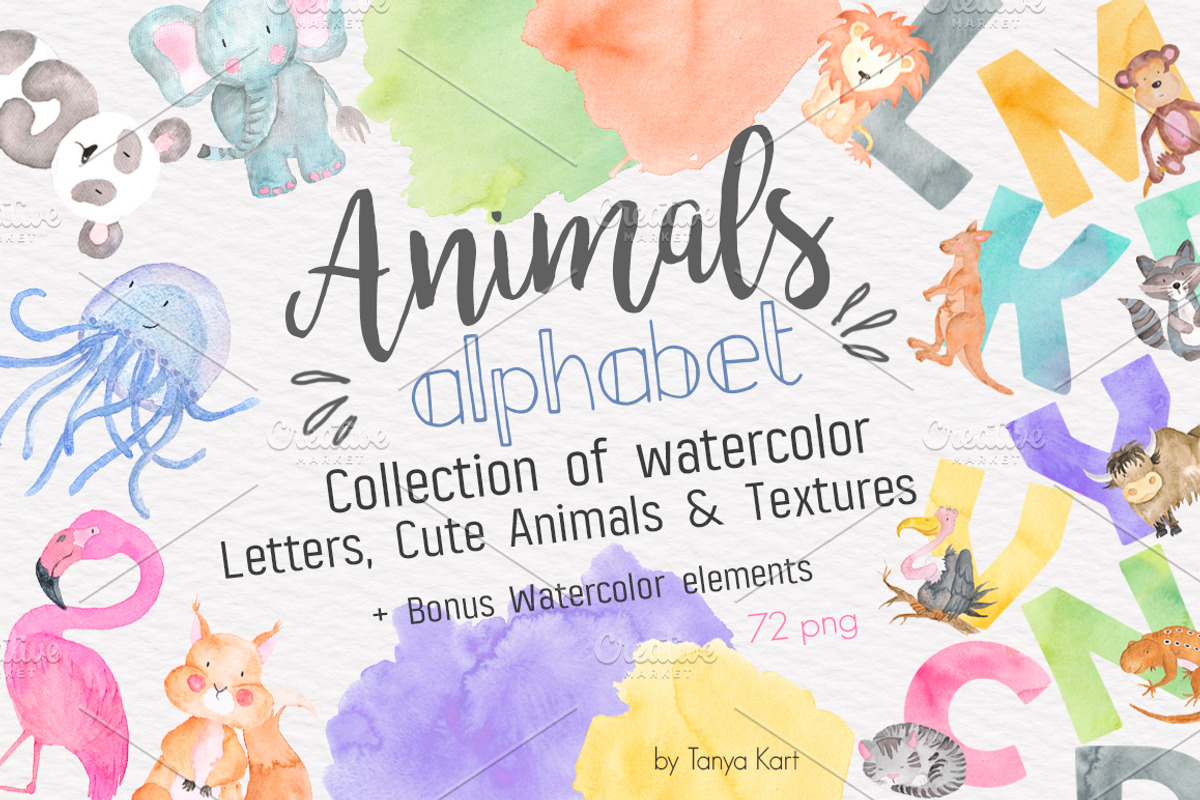Animals Alphabet Watercolor Kit, an Object Graphic by Tanya Kart ...