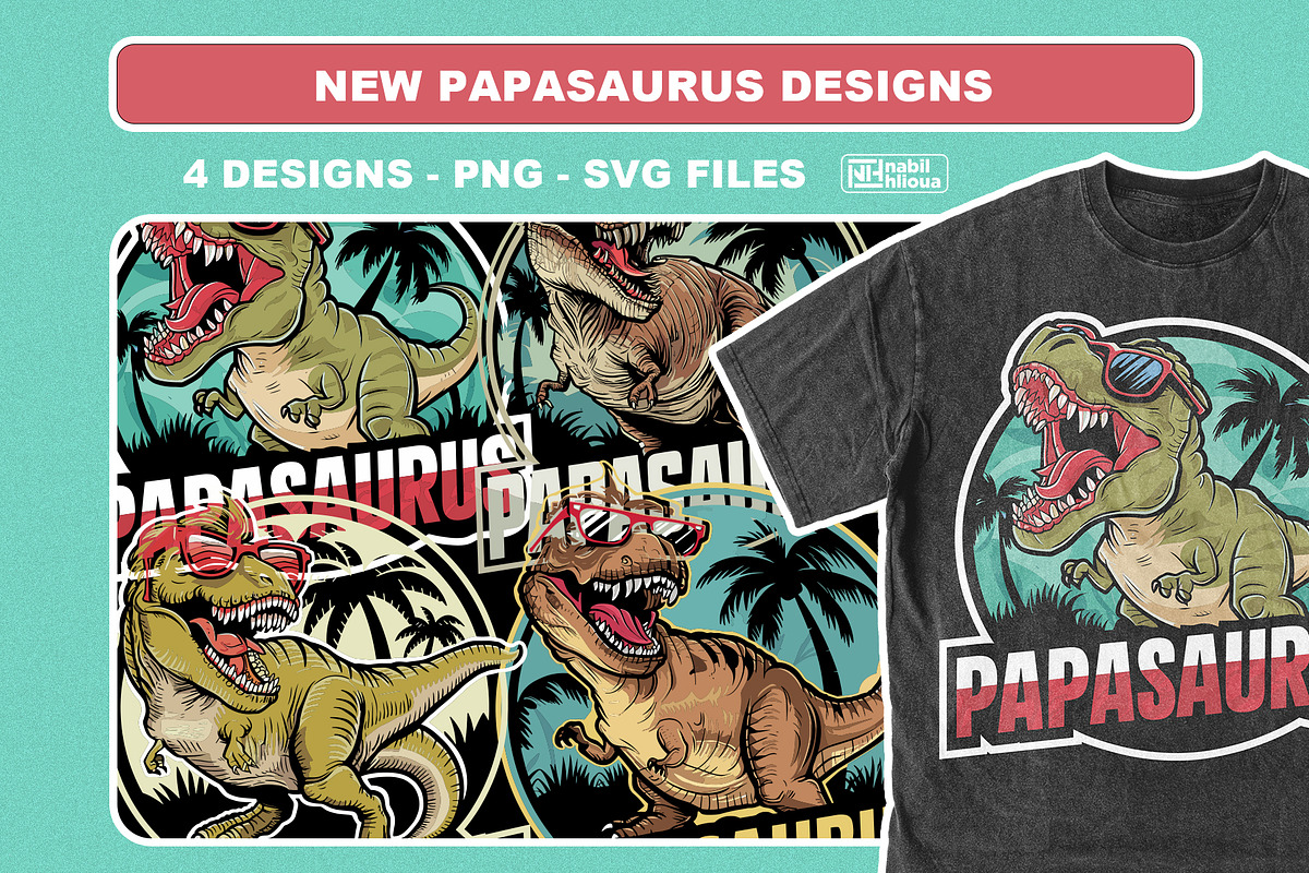 t-rex papasaurus POD designs, a Graphic by NH graphic