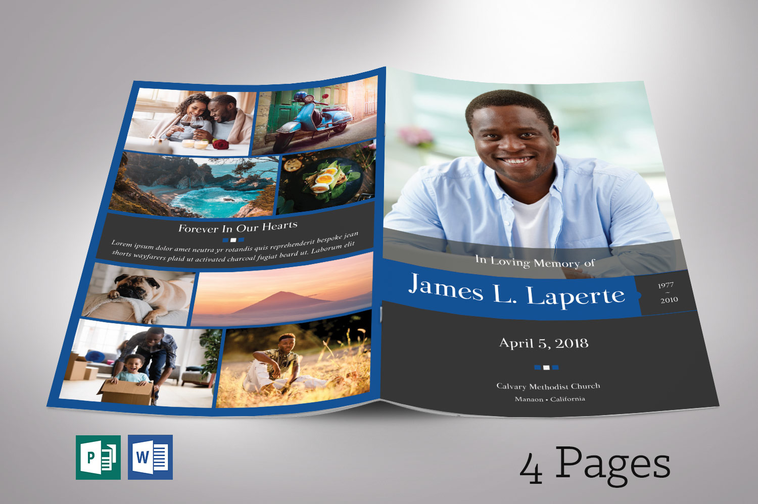 Remember Royal Blue Funeral Program 4p