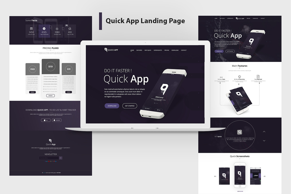 QuickApp - Landing Page PSD Template, an App Template by temRam
