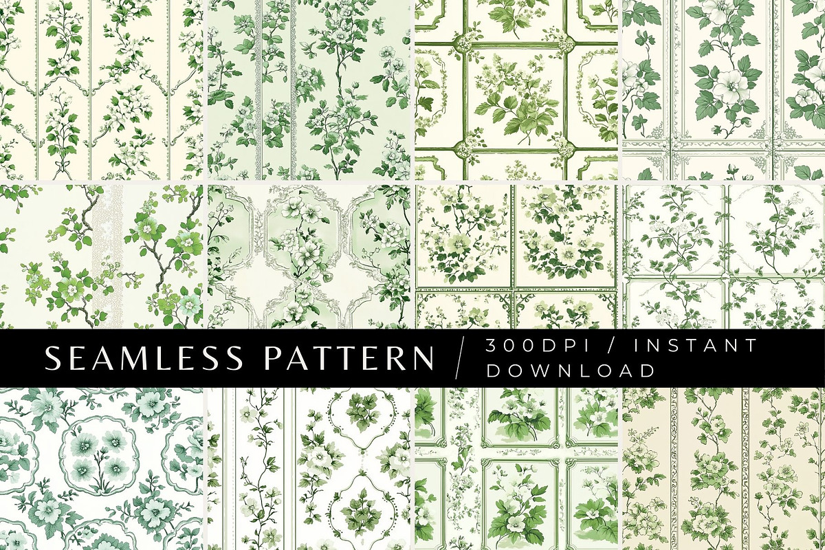 12 Botanical Manor Seamless Patterns, a Pattern Graphic by Inknfolly