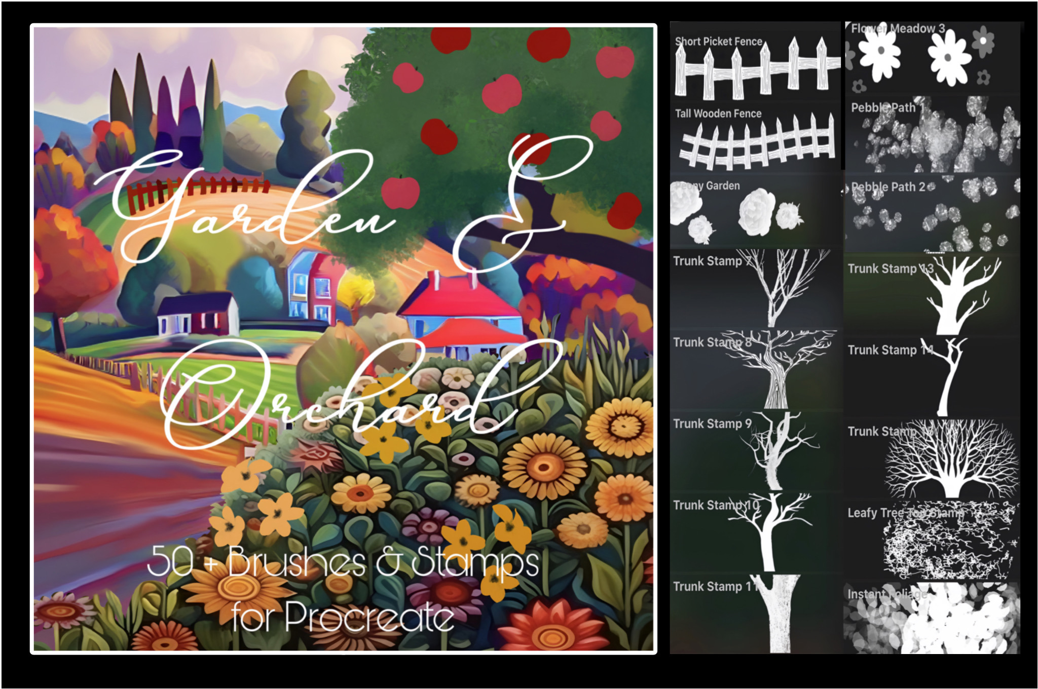 Garden & Orchard Procreate Brushes, a Brush Add-On by Willow & Wheat
