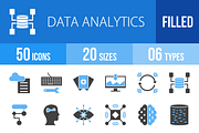 50 Data Analytics Blue & Black Icons, an Icon by IconBunny