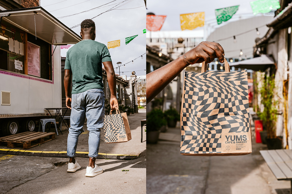 Paper Bag Mockup Set (outdoor), a Packaging Mockup by creatsy5