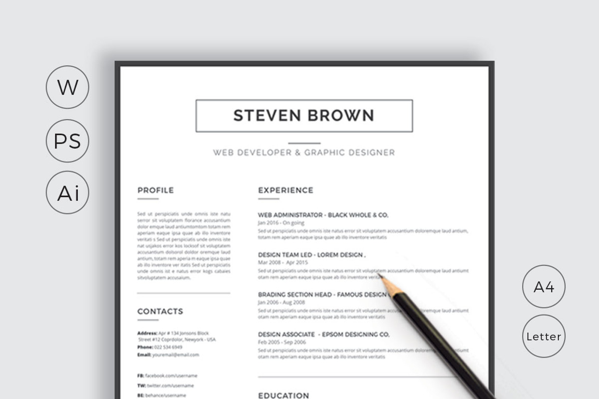Minimal Resume, a Resume Template by Pxl_graphic
