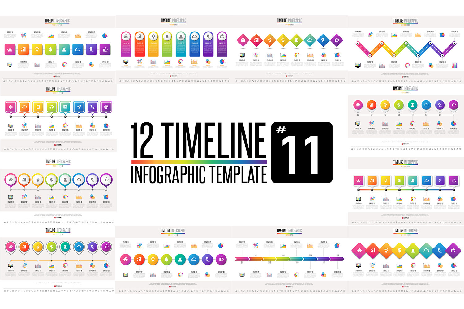 Timeline Infographic Template set 11, a Presentation Template by ...