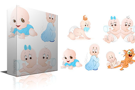 Babies cartoons Vectors, an Illustration by TrueMitra Designs