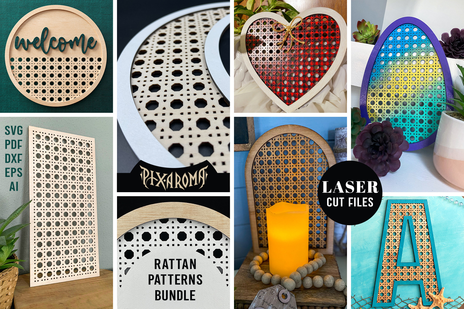 Rattan Pattern Bundle - Cut Files, an Illustration by pixaroma ...