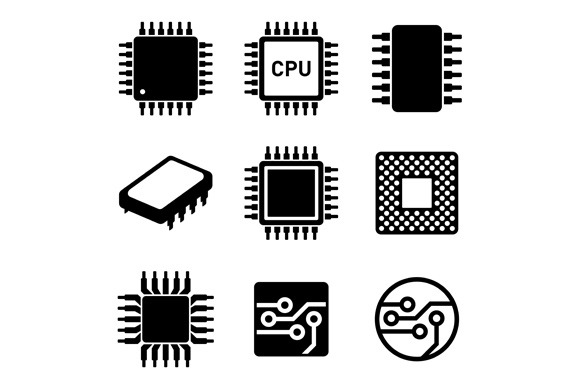 CPU Microprocessor and Chips Icons, an Icon by in8finity