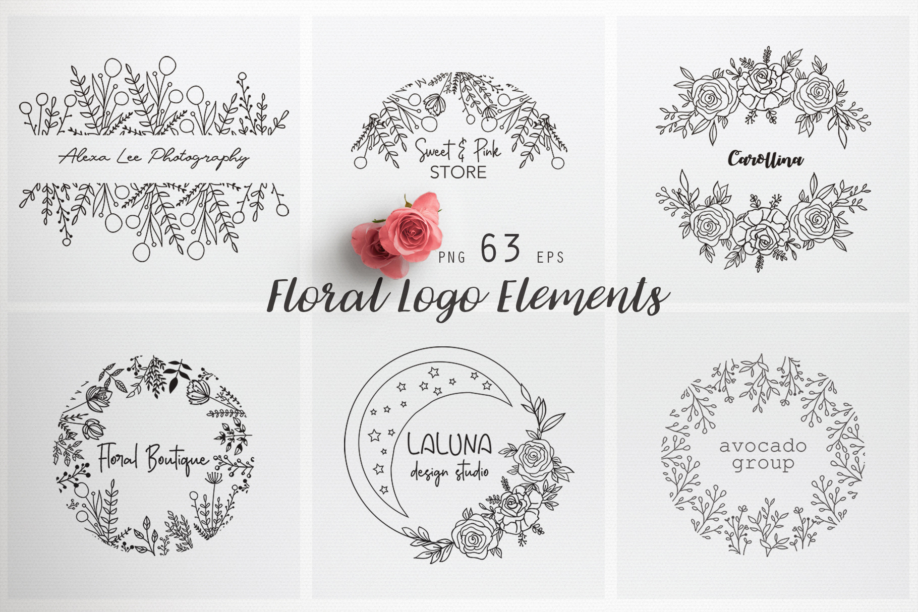 FLORAL LOGO ELEMENTS, an Object Graphic by mood2moon