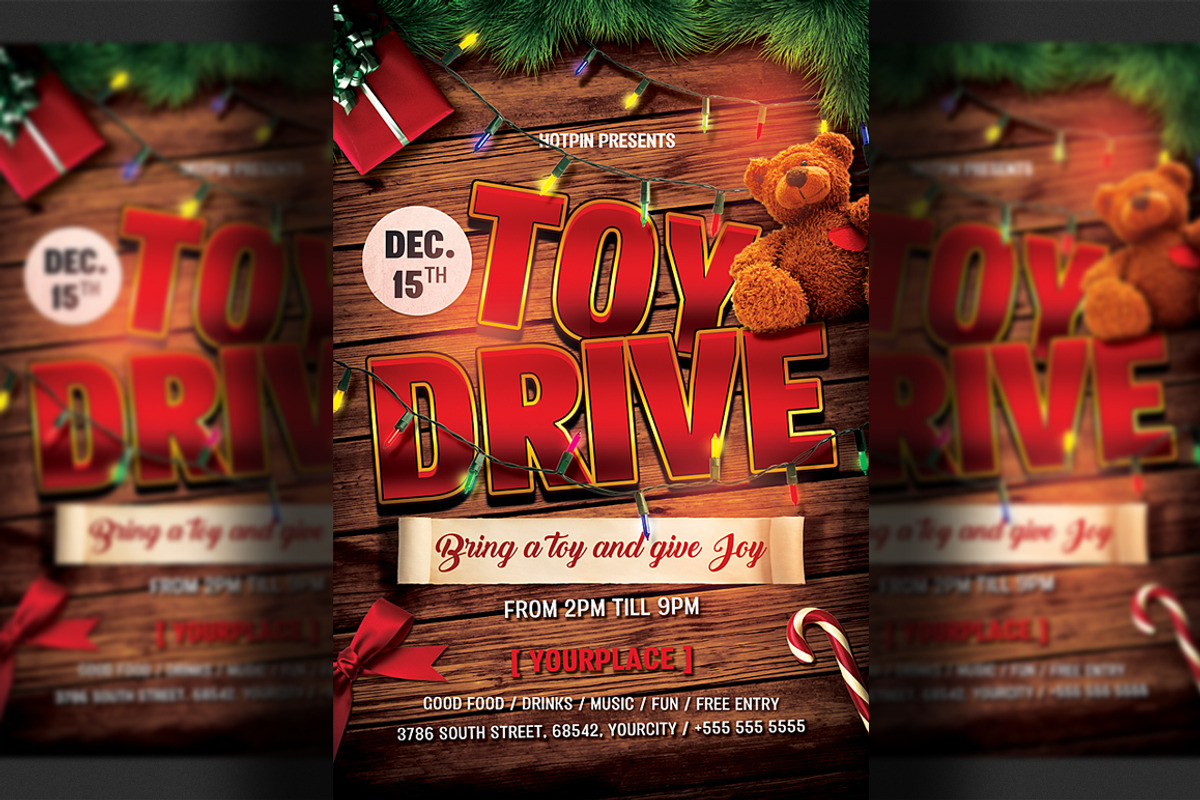 Christmas Toy Drive Flyer Template, a Flyer Template by Hotpin