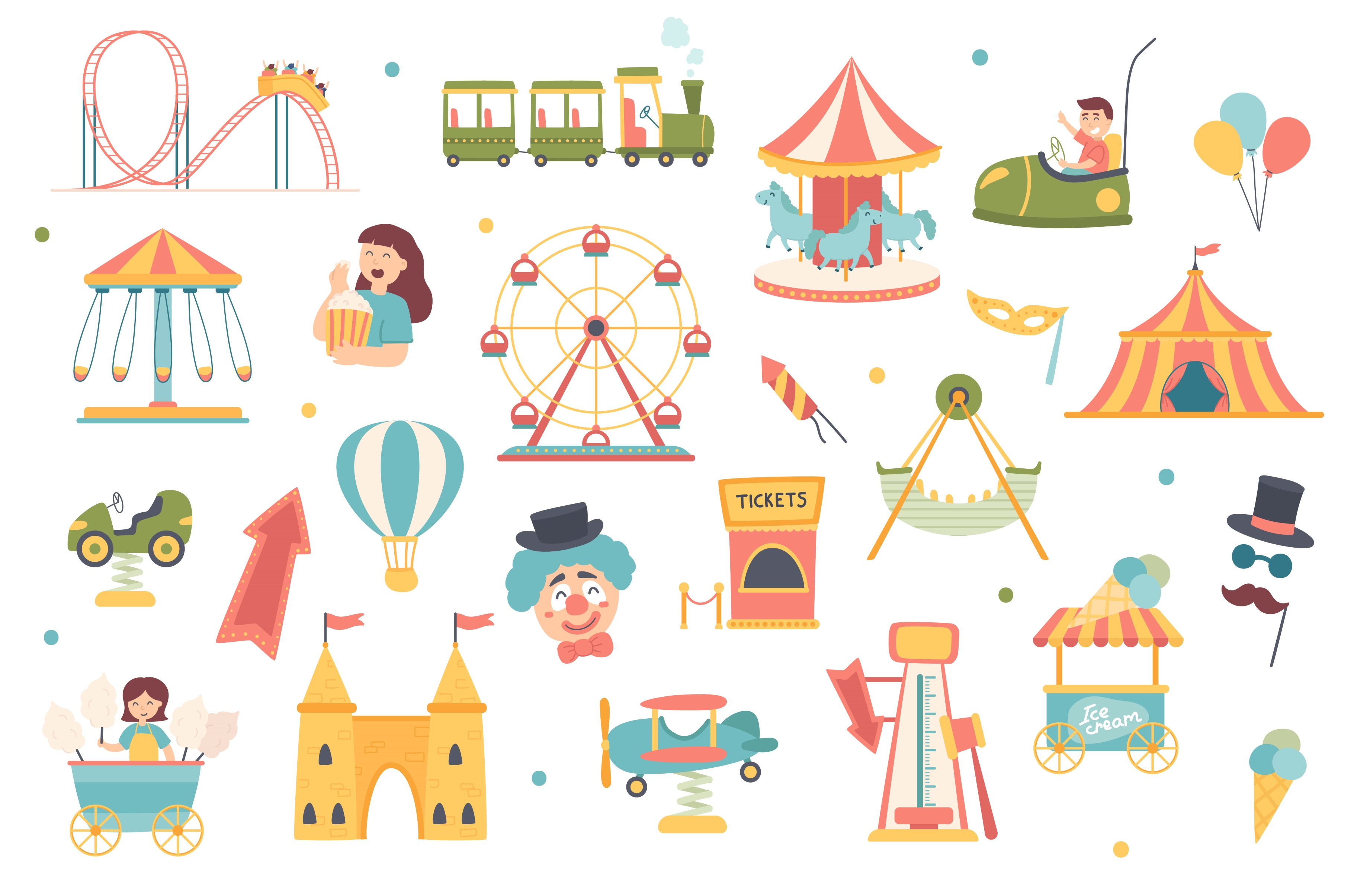 Amusement park isolated objects set, an Object Illustration by alexdndz