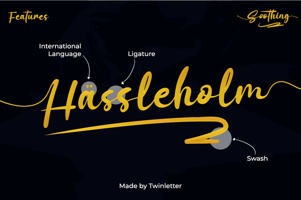 Soothing signature font, a Script Font by twinstd
