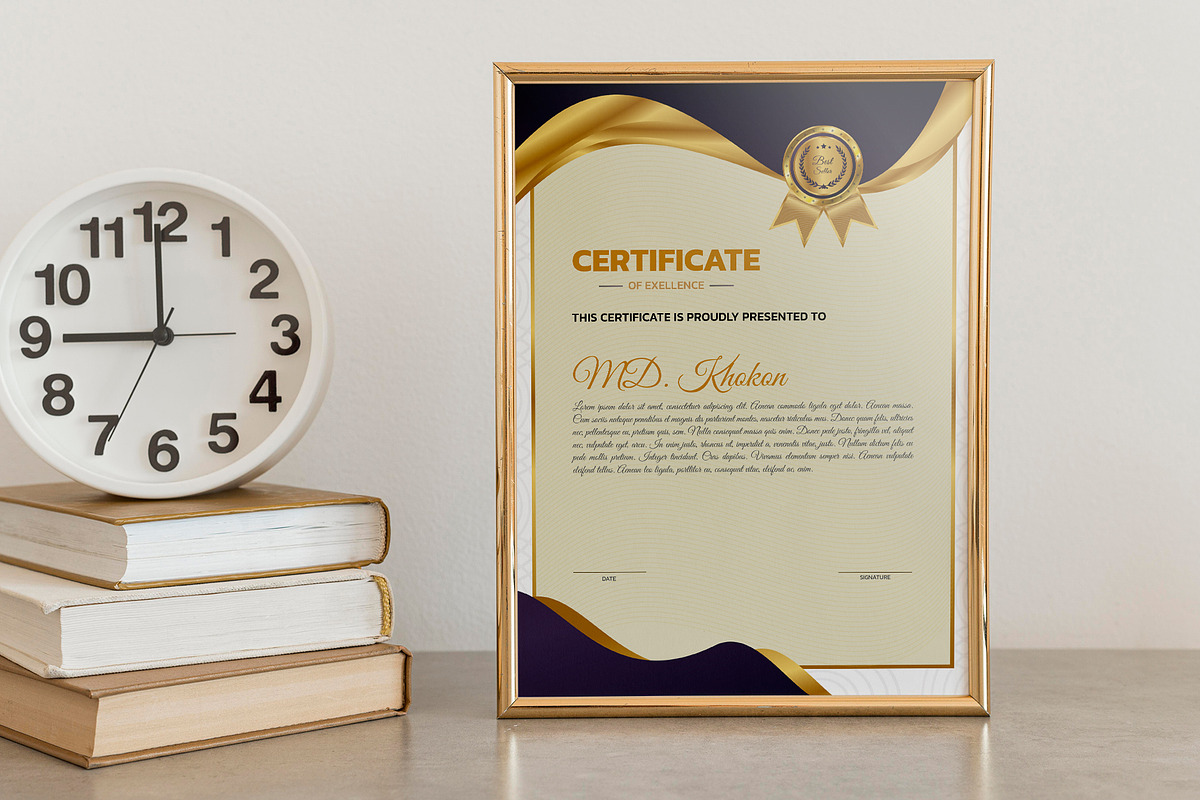 Simple Certificate Design Template, a Stationery Template by MRI STUDIO