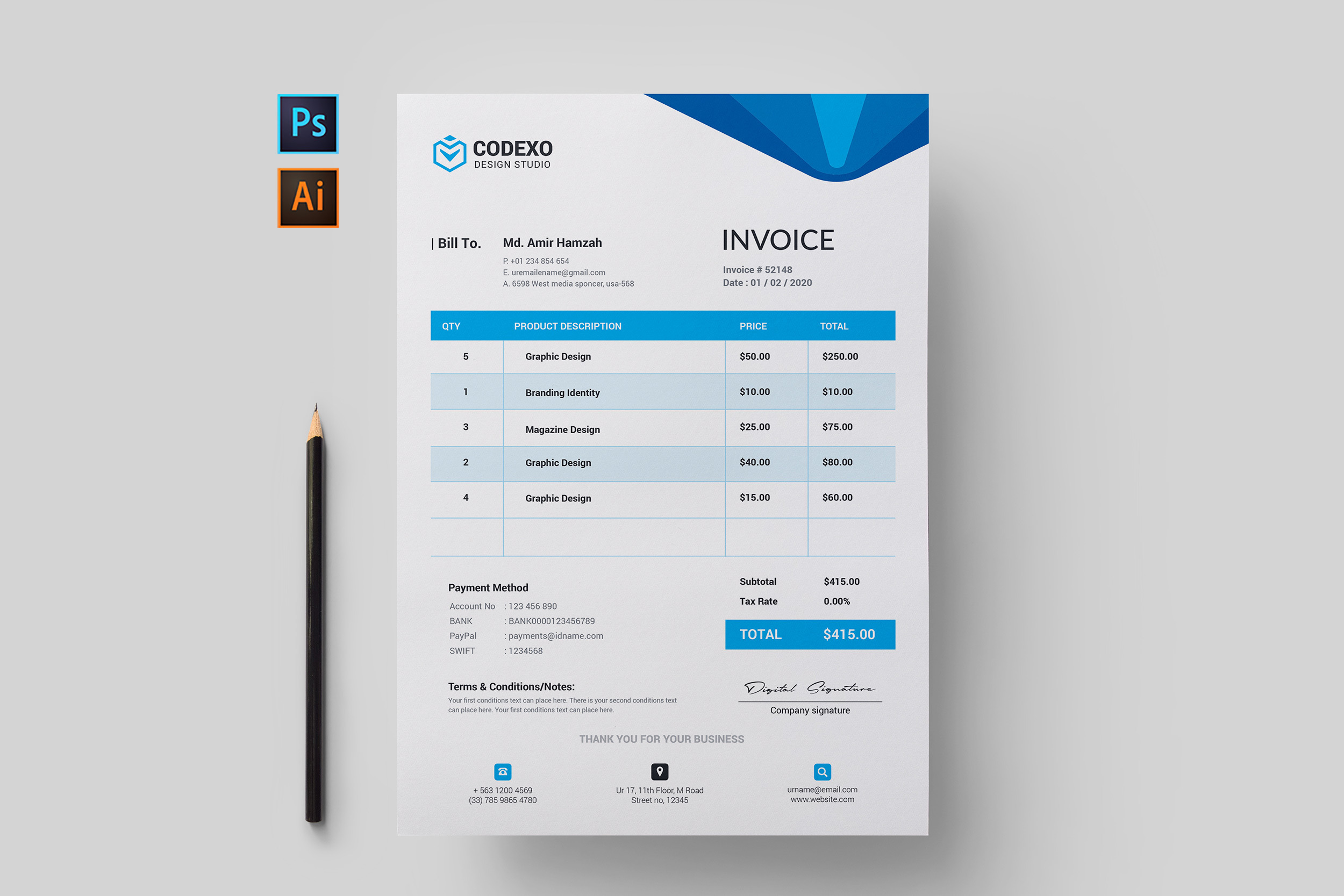 Invoice | Stationery Templates ~ Creative Market