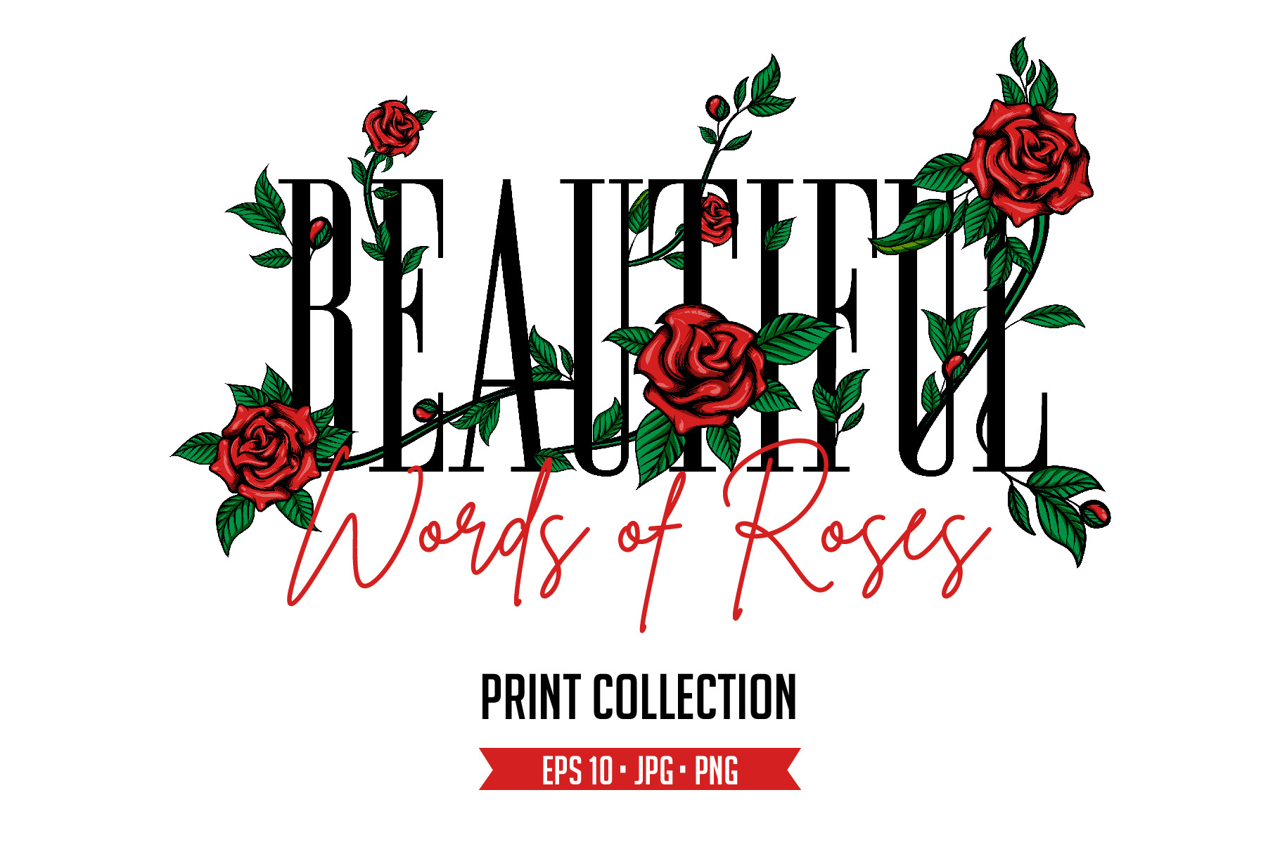 Words of Roses print collection., a Decorative Illustration by VioSilent