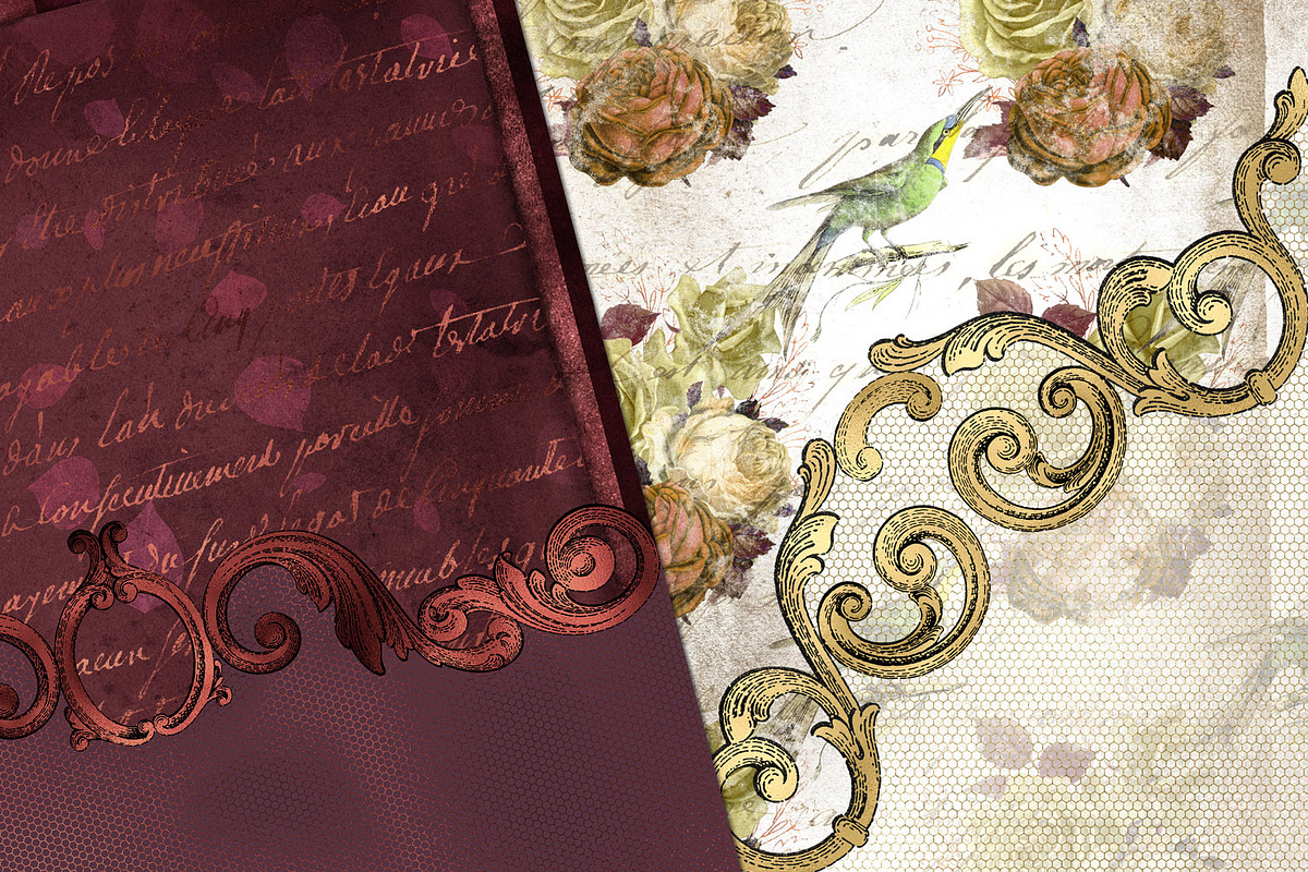 Ornate Ephemera Digital Paper, a Texture Graphic by Digital Curio
