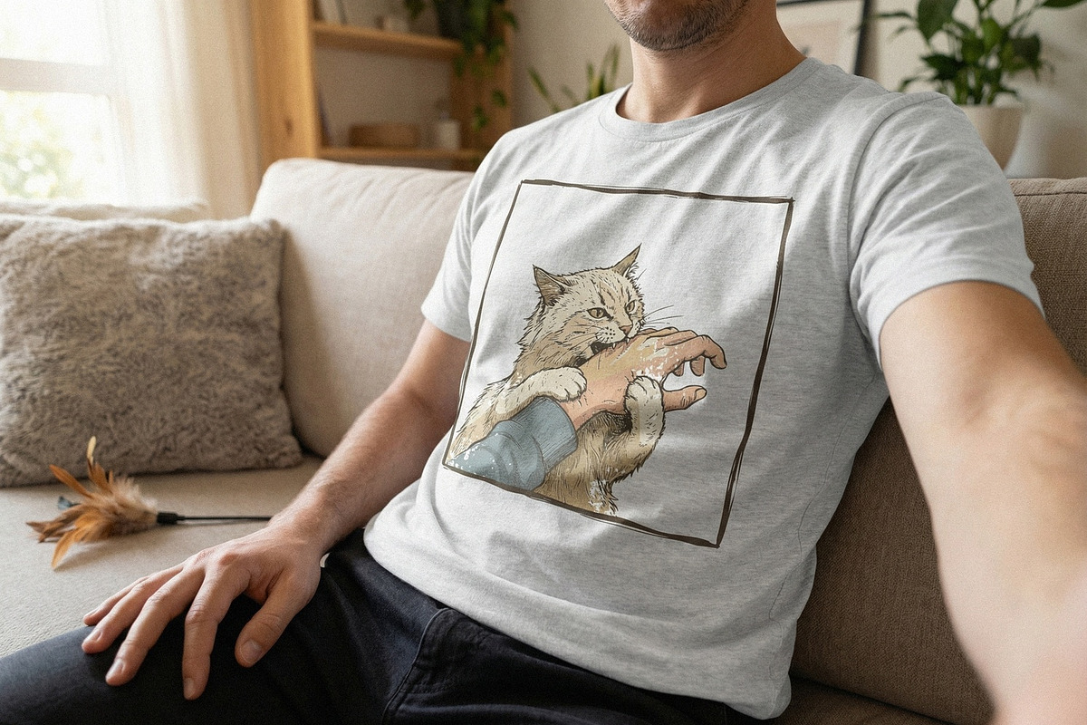 Cat Biting Hand PNG, Funny Cat, an Illustration by SharpMarketplace