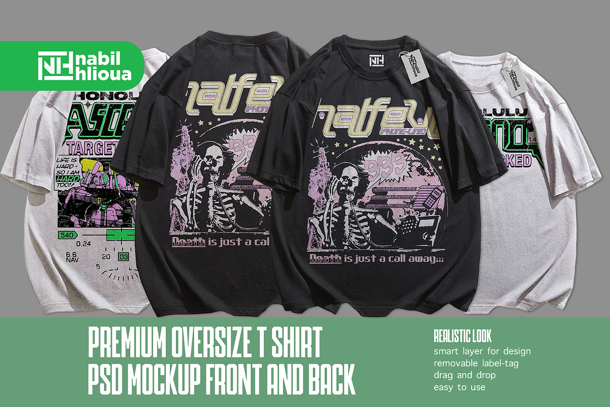back front oversize shirt psd mockup