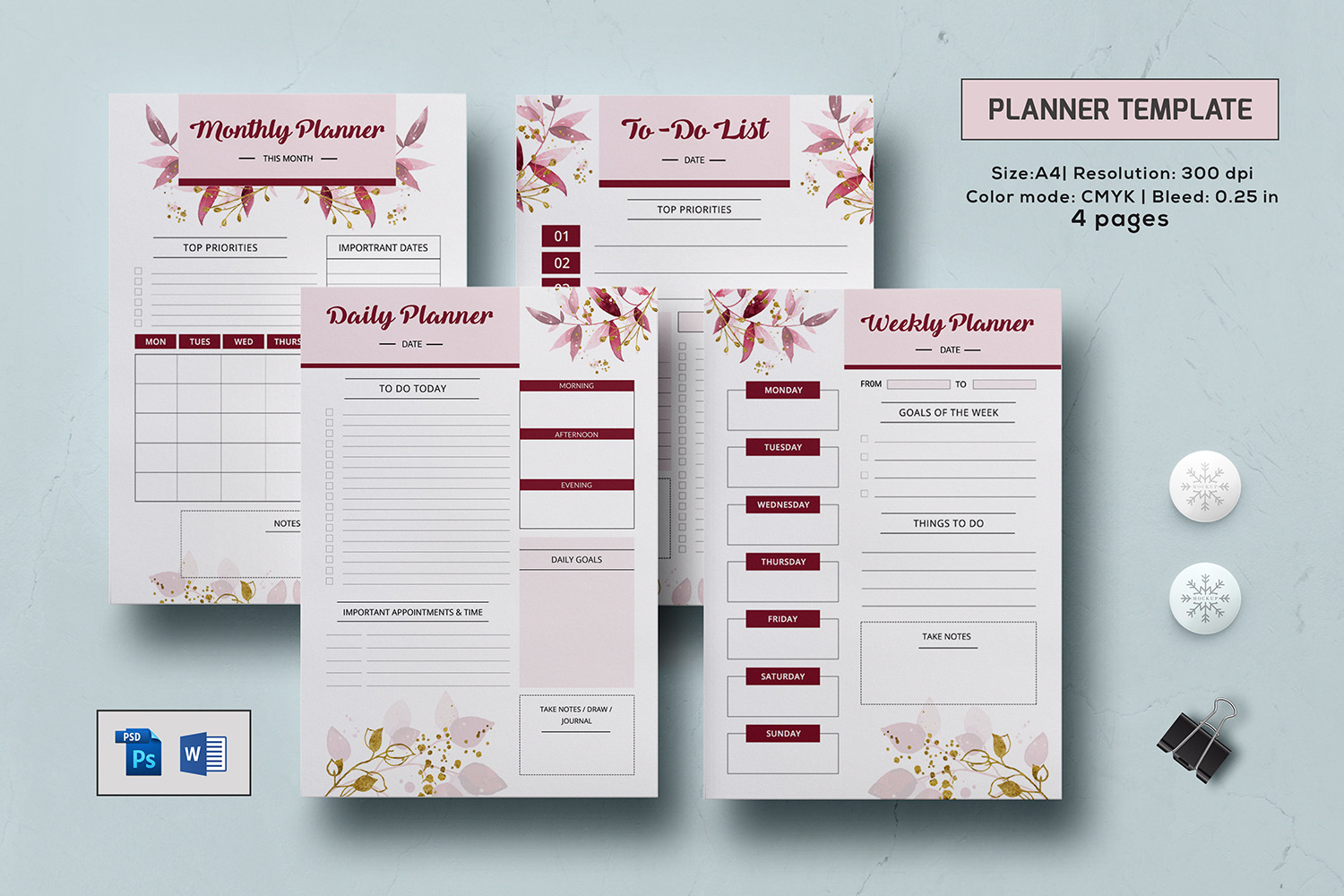 Printable Planner Template V06, a Stationery Template by Template Shop ...