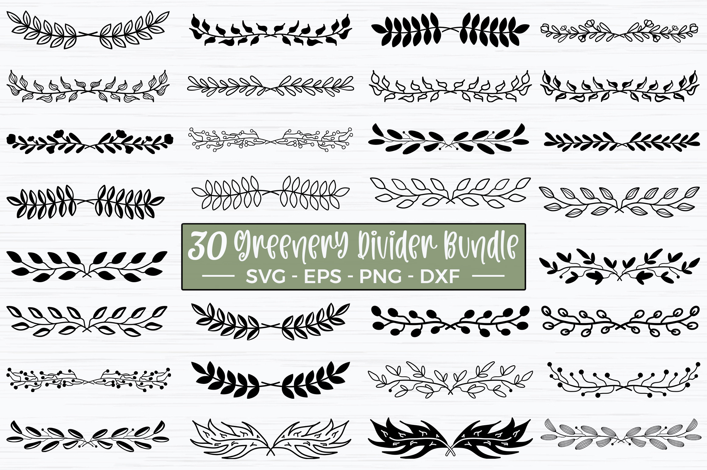 Greenery Leaf Divider SVG Bundle, a Decorative Illustration by Crafticy