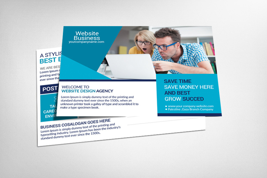 Website Design Business Postcard Psd, a Card Template by graphicforest