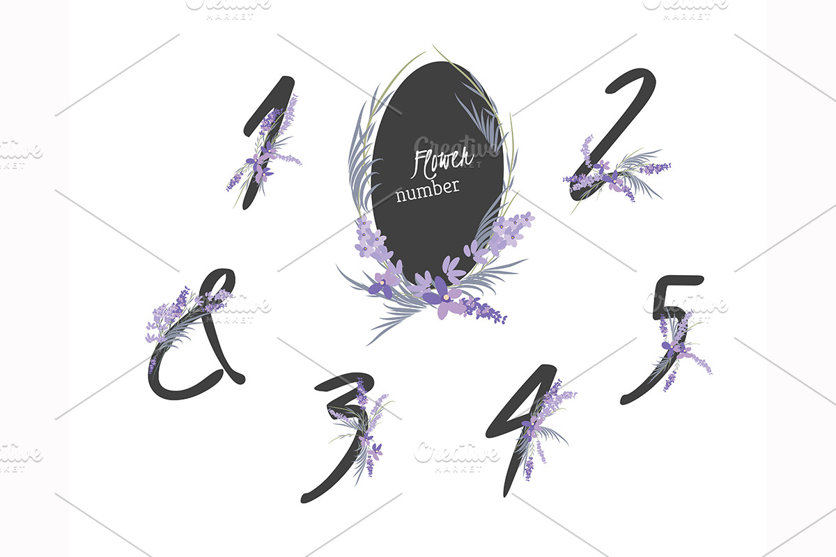 №220 Lavender Flower numbers, an Illustration by Rasveta