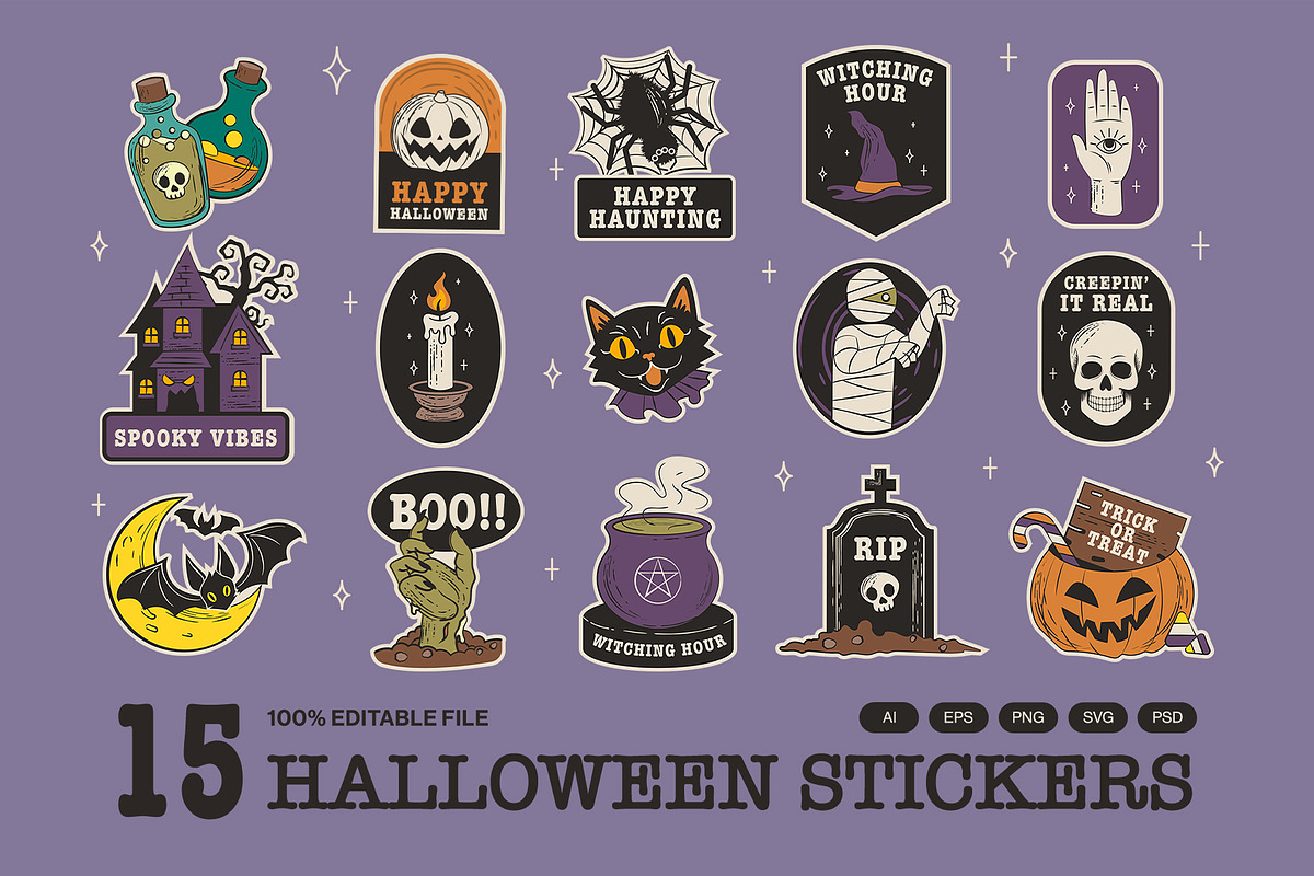 Halloween Sticker Illustrations Set, an Object Illustration by ...