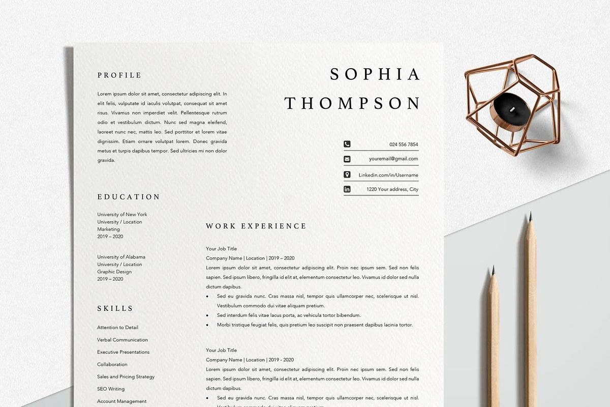 Simple Resume Template Word, a Resume Template by LucaTheme