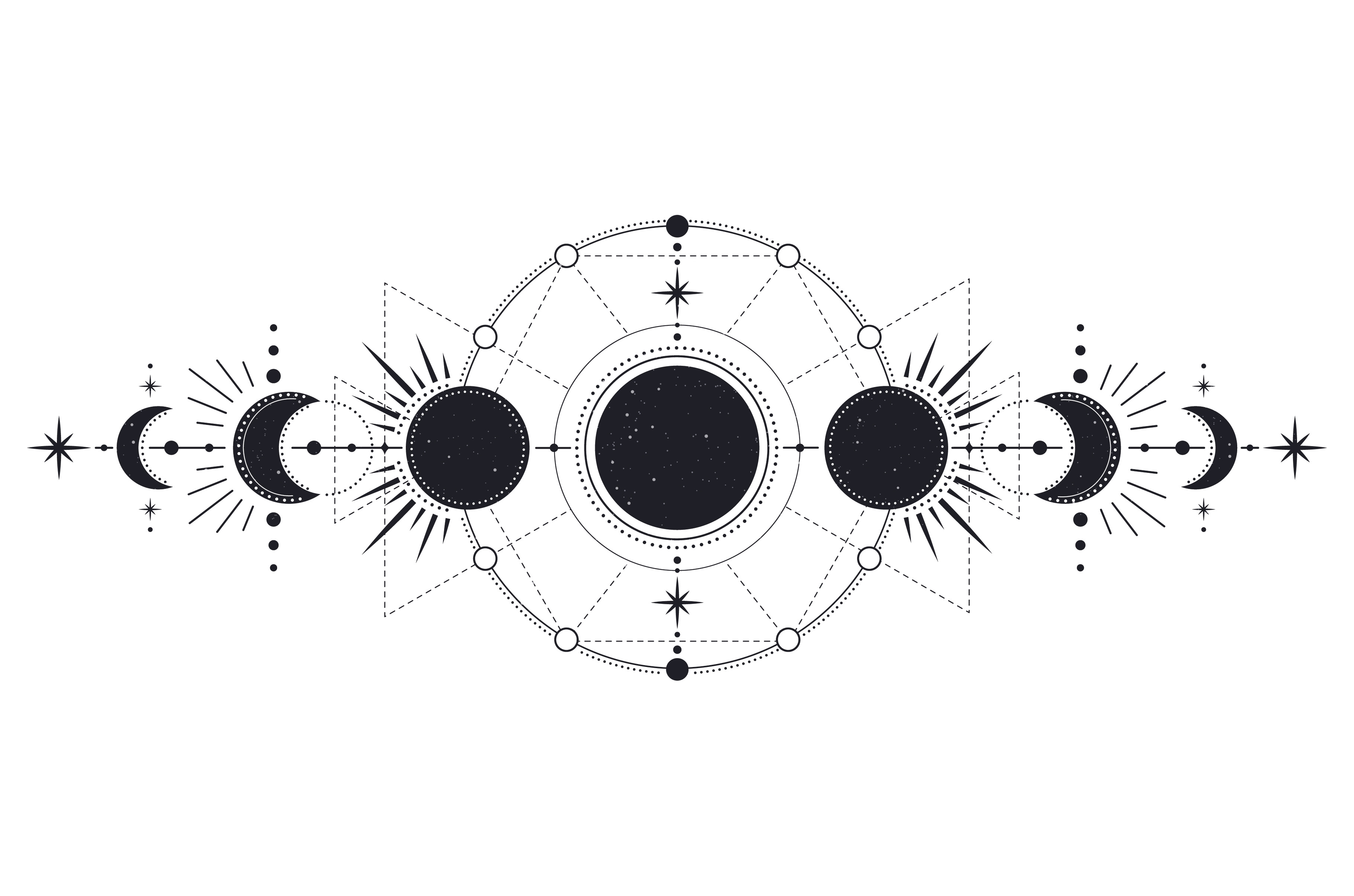 Moon phases. Mysterious moonlight, an Illustration by winwin.art