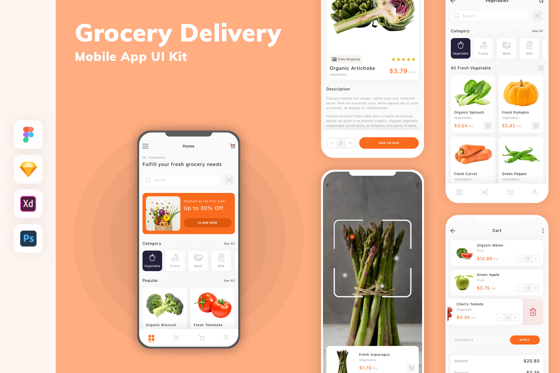 Grocery Delivery Mobile App UI Kit, an UI Kit Template by uicube