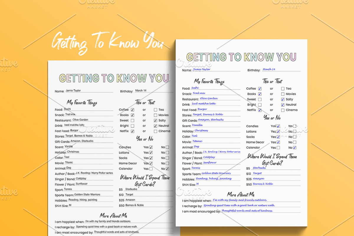 Editable Getting To Know You, a Stationery Template by Graphicsnext