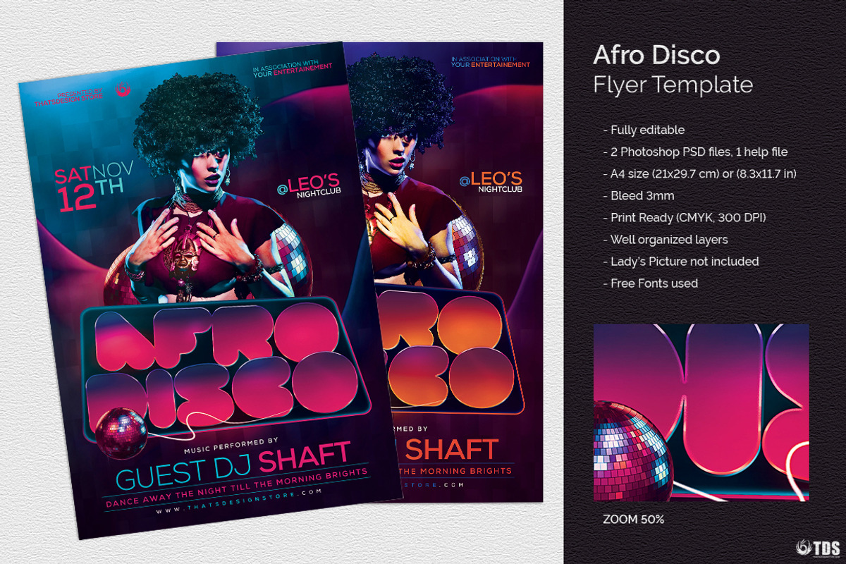Afro Disco Flyer Template, a Flyer Template by ThatsDesign Art