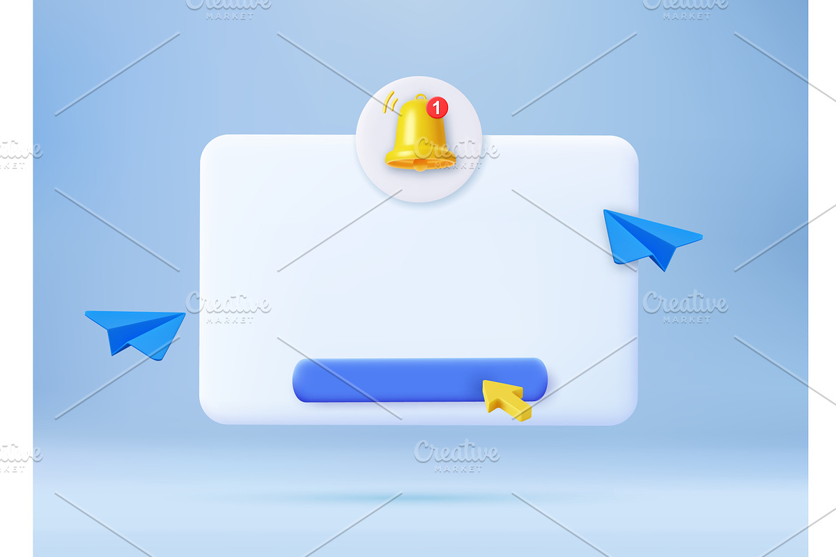 Notification 3D icon., an Object Graphic by ModVector | Creative Market