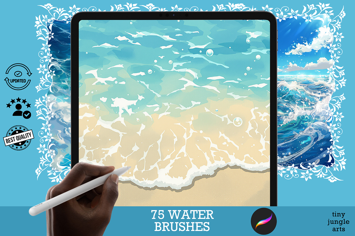 Procreate Water Brushes, a Brush Add-On by Cozy Brushery