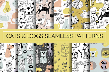 Cats and Dogs Floral Pet Patterns | Graphic Patterns ~ Creative Market