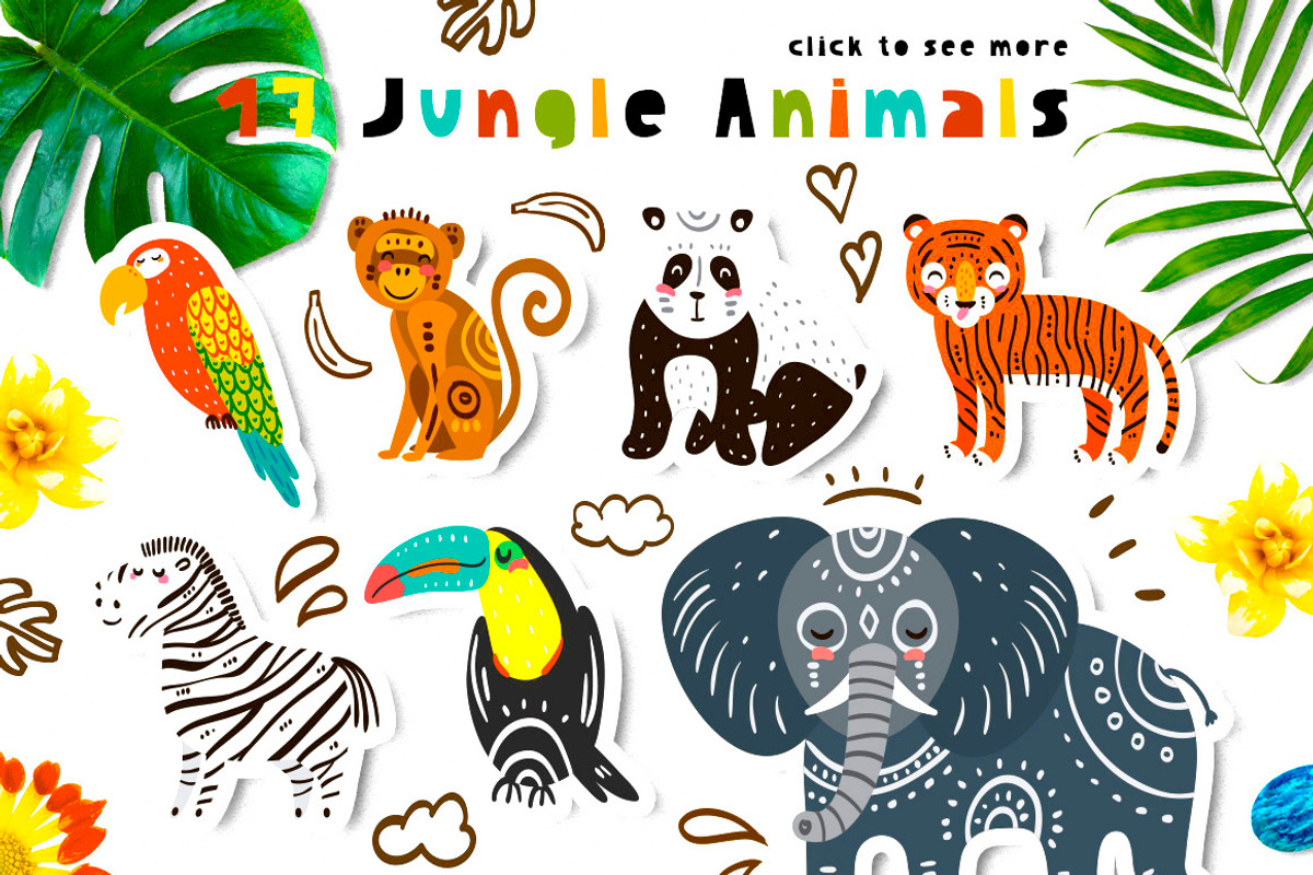 Jungle Animals, an Animal Illustration by JuliyArt
