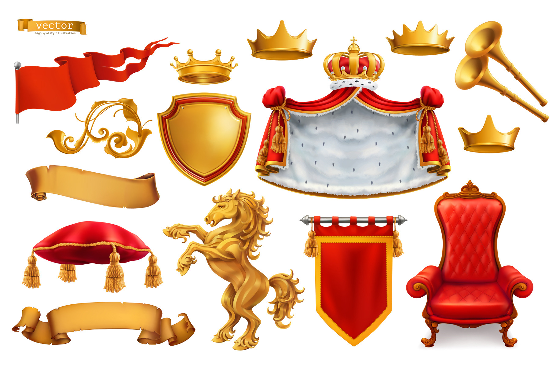 Royal symbols, king and kingdom, an Icon by Allevinatis Studio