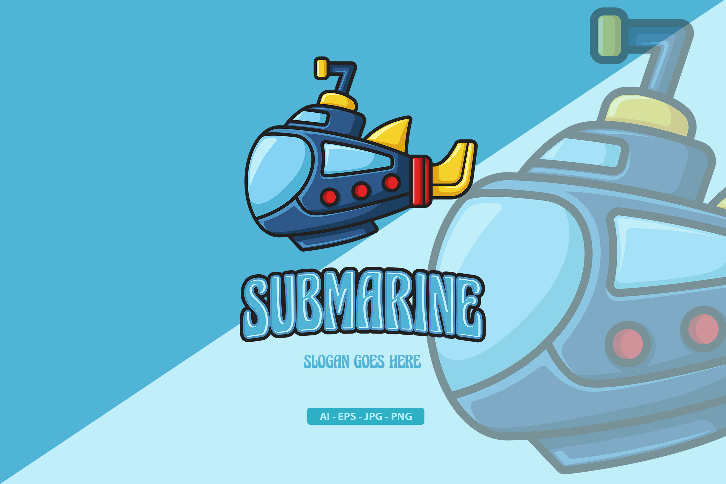 Submarine - Mascot Logo, a Branding & Logo Template by AQR Studio